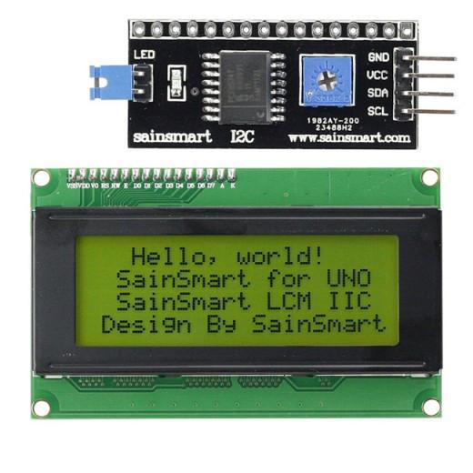 SainSmart IIC/I2C/TWI Serial 2004 20x4 Yellow LCD Module Shield For Arduino UNO MEGA R3 ...